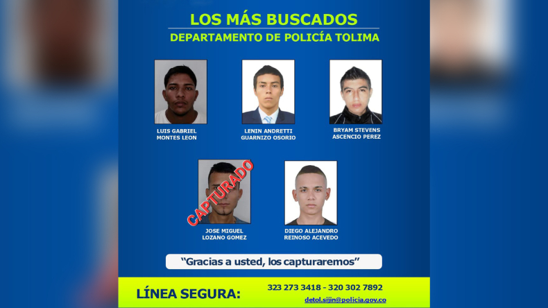 Estos son los delincuentes más buscados del Tolima Estos son los delincuentes más buscados del Tolima